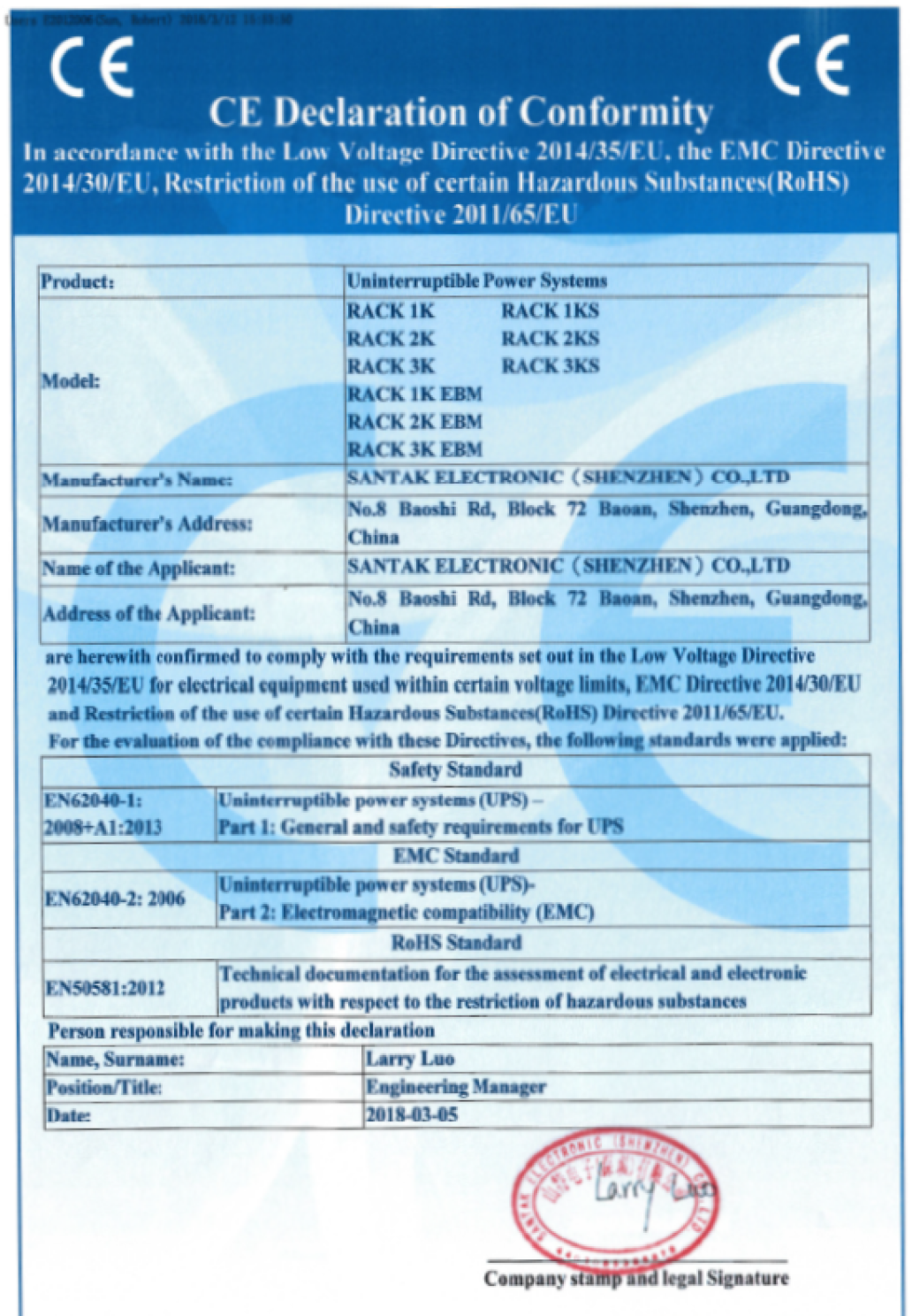 Occupational Health And Safety Management System Certificate & CE ...